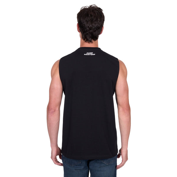 Pure Western Mens Muscle Tank | Terry | Black - Hiscocks