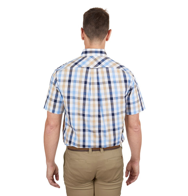 Thomas Cook Mens Shirt | Duke | Navy / Tan - Hiscocks