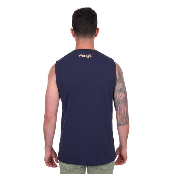 Wrangler Mens Muscle Tank | Mario | Navy - Hiscocks